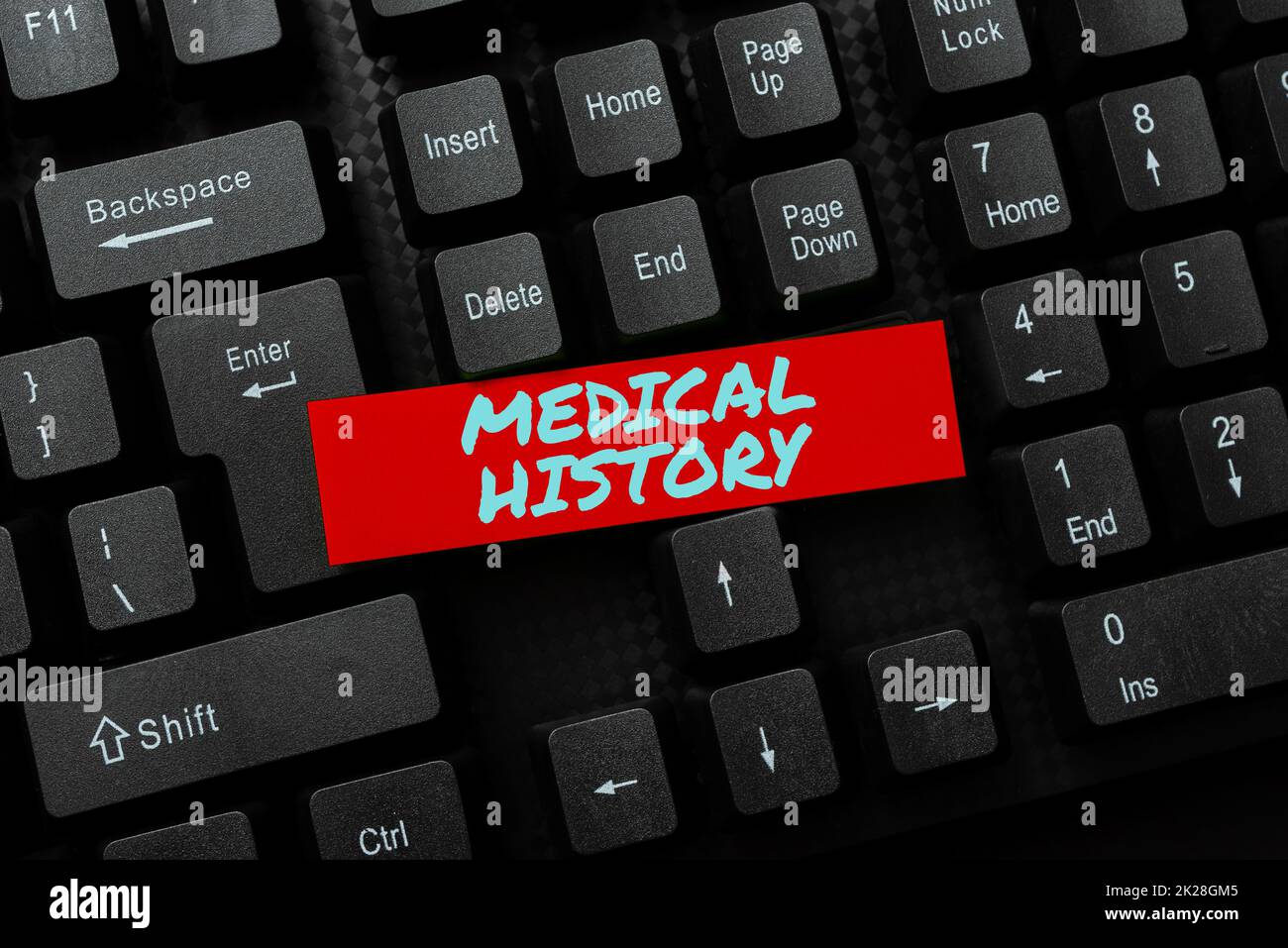 Conceptual display Medical History. Word Written on record of past ...