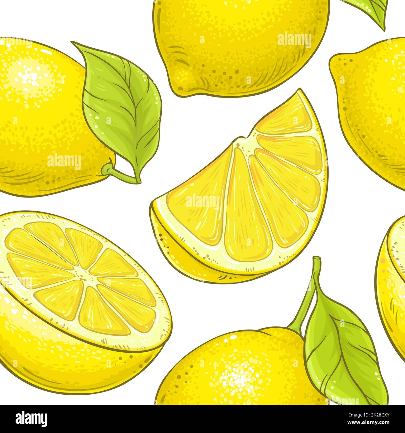 lemon fruit vector pattern on white background Stock Photo - Alamy
