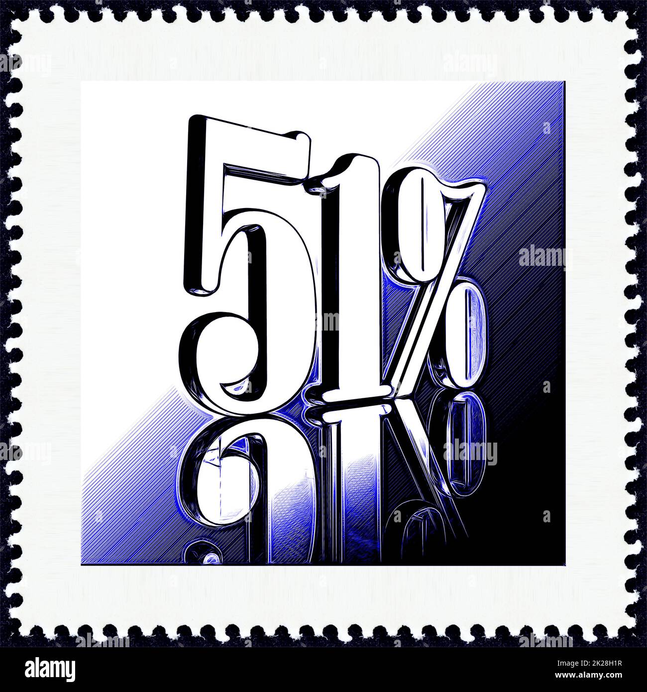 51%, 51 percent as a 3D illustration, 3D rendering Stock Photo - Alamy