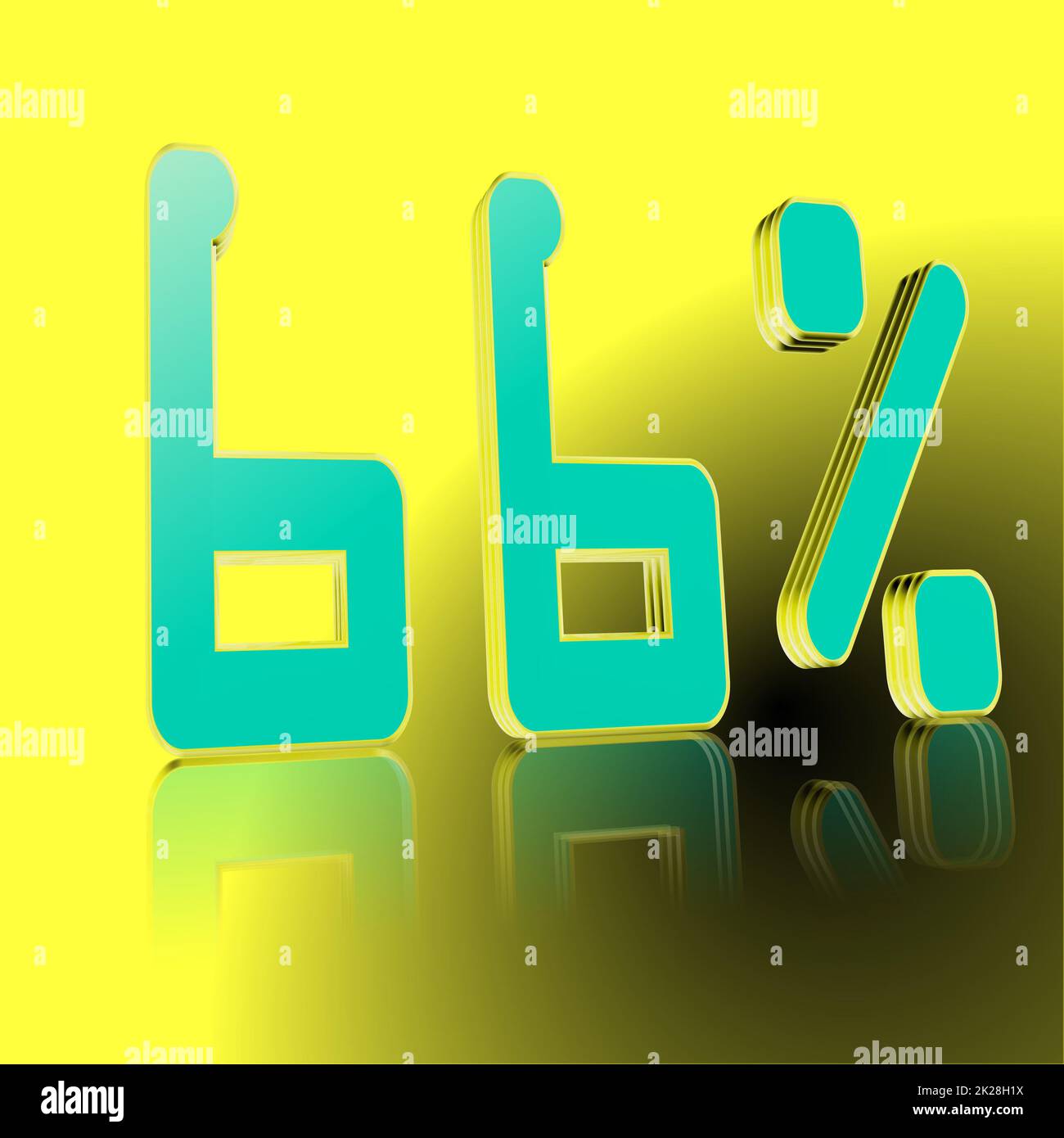 66%, 66 percent as a 3D illustration, 3D rendering Stock Photo - Alamy