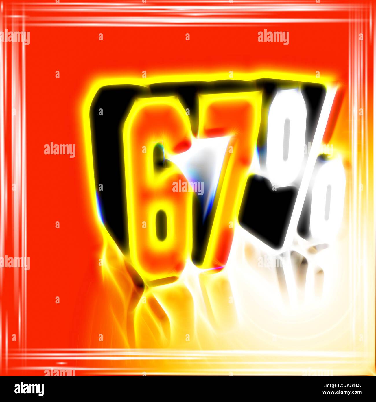 67%, 67 percent as a 3D illustration, 3D rendering Stock Photo - Alamy