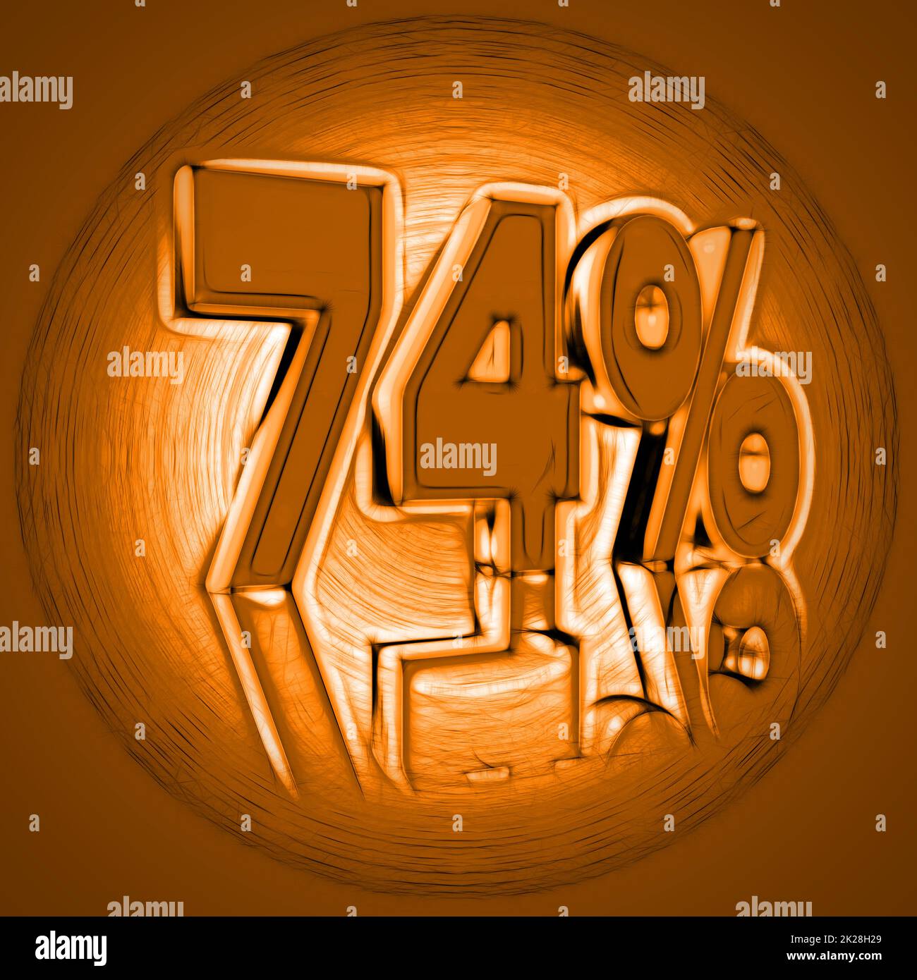 74%, 74 percent as a 3D illustration, 3D rendering Stock Photo - Alamy