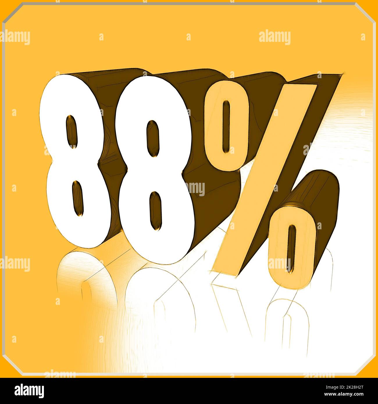 88%, 88 percent as a 3D illustration, 3D rendering Stock Photo - Alamy