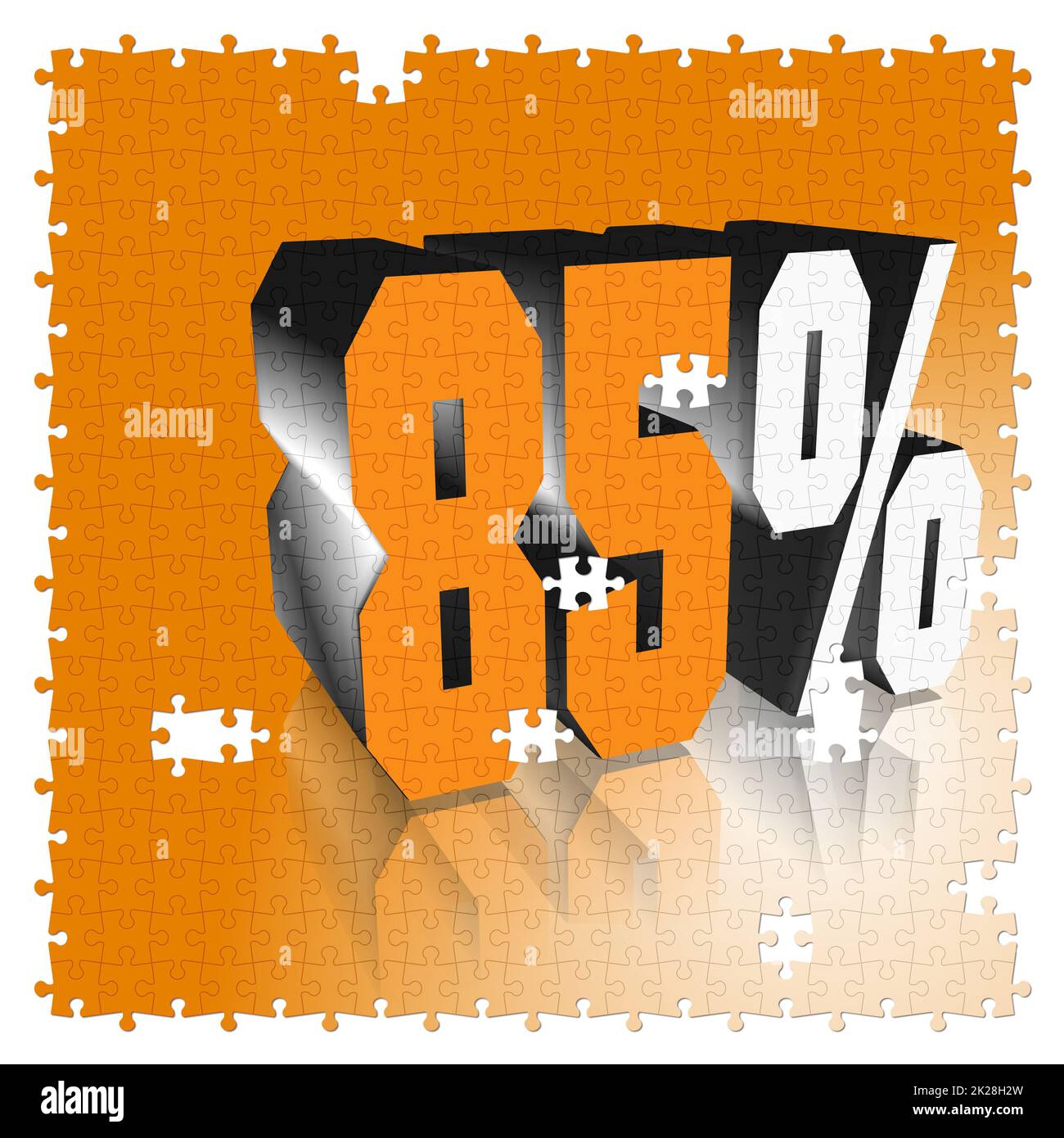 85%, 85 percent as a 3D illustration, 3D rendering Stock Photo - Alamy