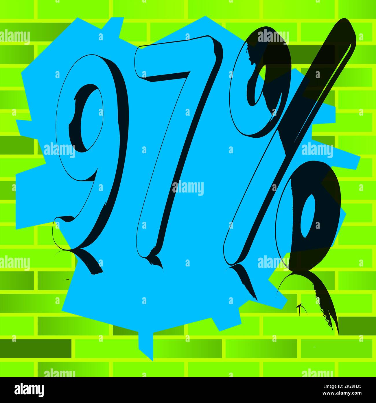 97%, 97 percent as a 3D illustration, 3D rendering Stock Photo - Alamy