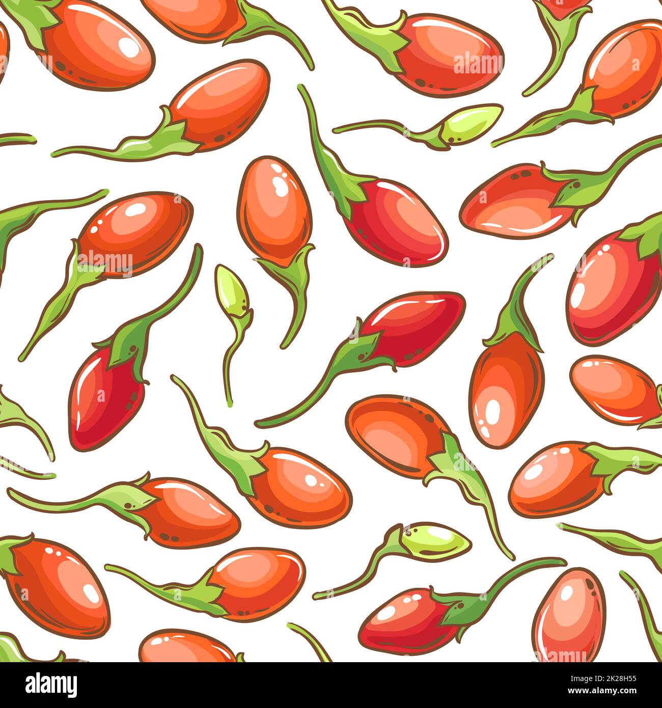 goji berries vector pattern on white background Stock Photo - Alamy