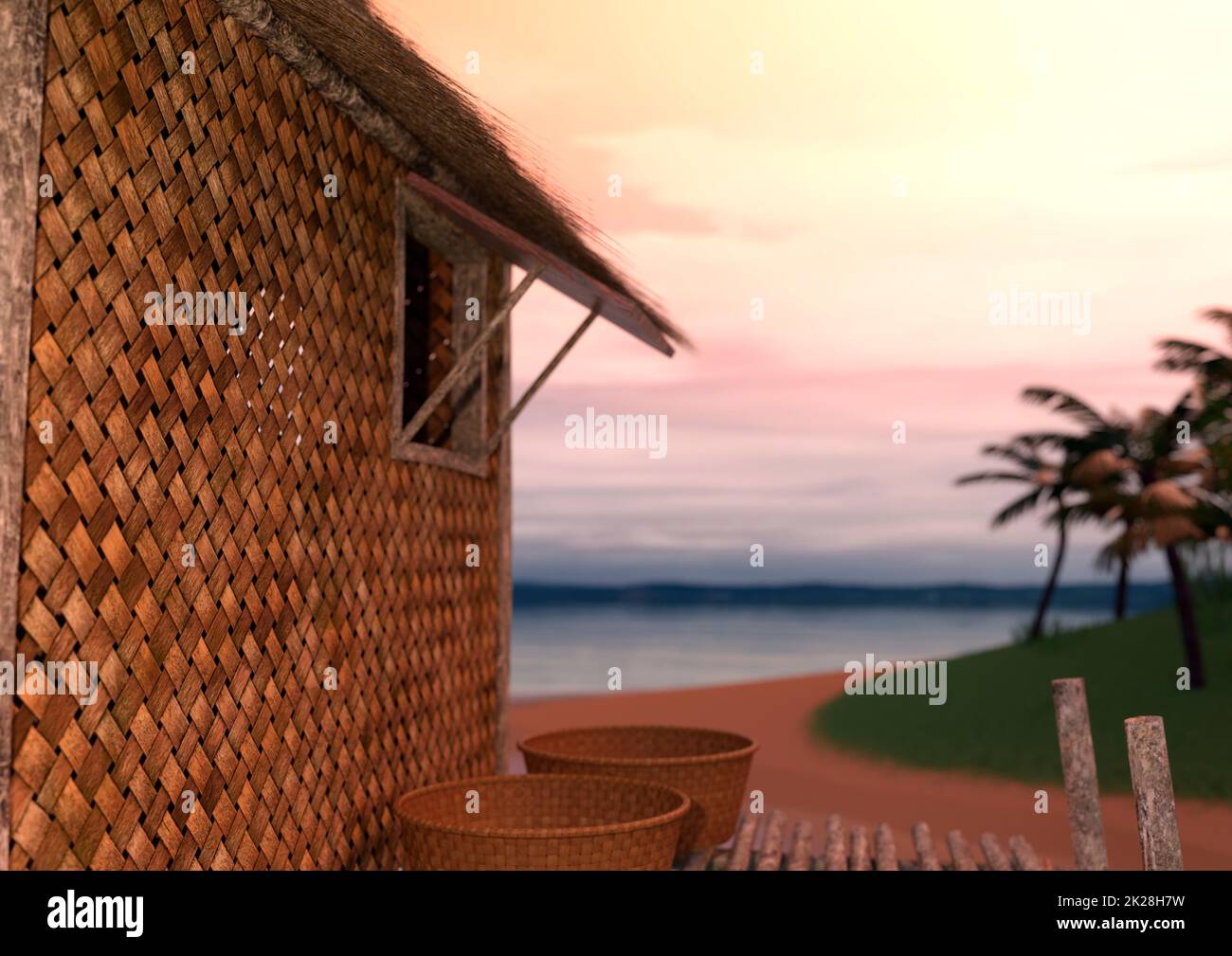 3D Rendering Philippine Island Hut Stock Photo - Alamy