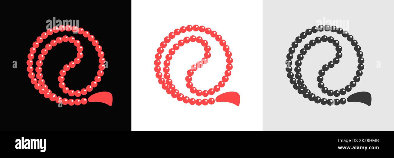 Holy rosary or buddhist mala, prayer beads logo vector icon Stock Photo ...