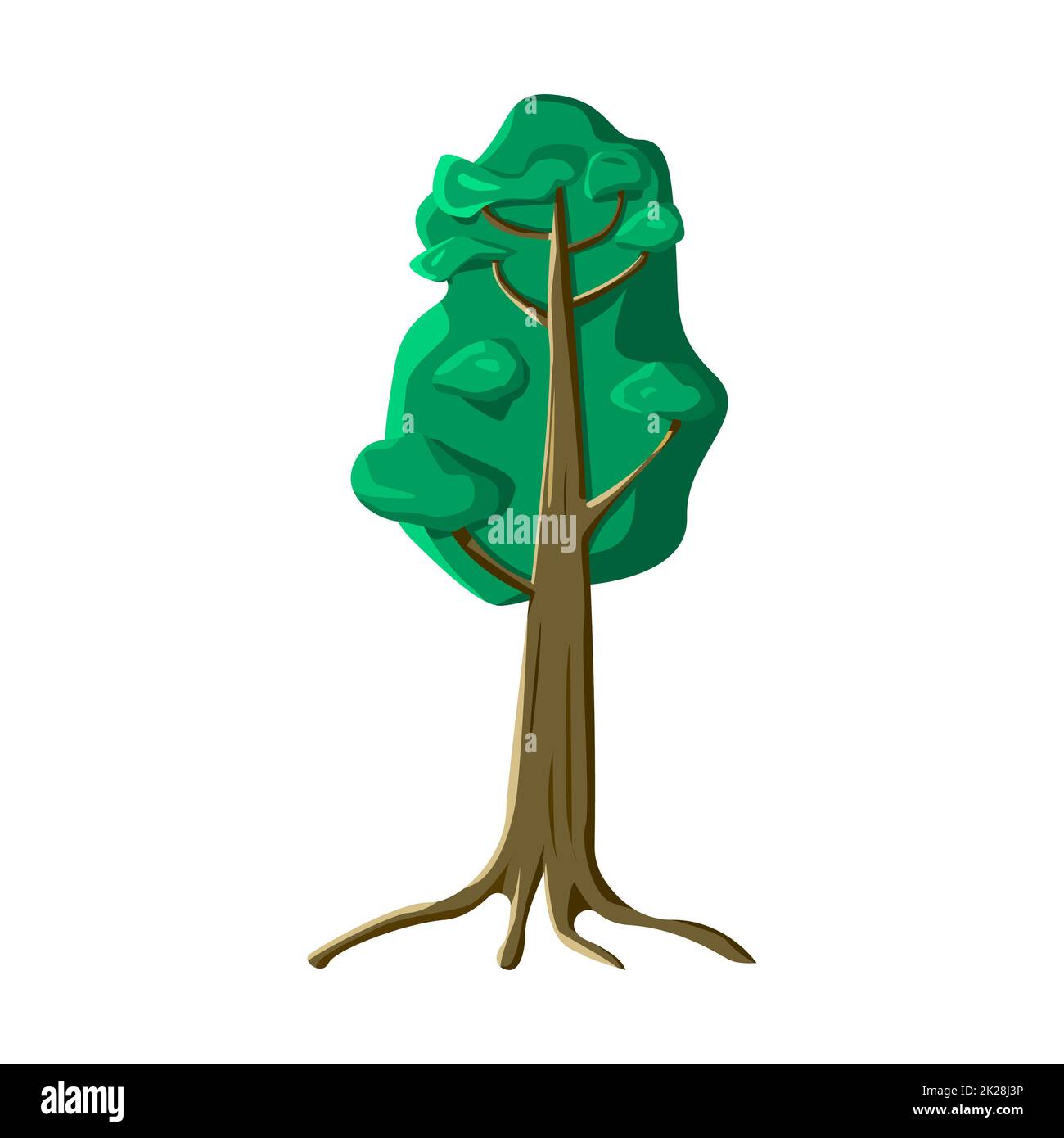 Realistic green old tall tree isolated on white background - Vector ...