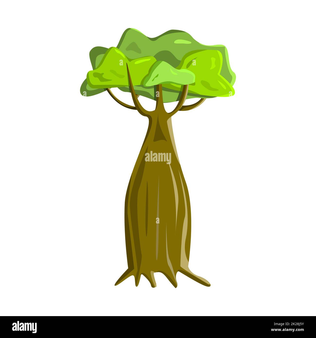 Realistic green old tall tree isolated on white background - Vector ...