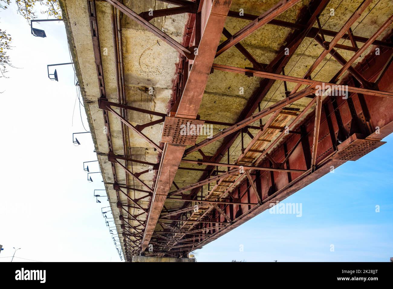 The bridge across the river Protoka in the city of Slavyansk-on Stock ...