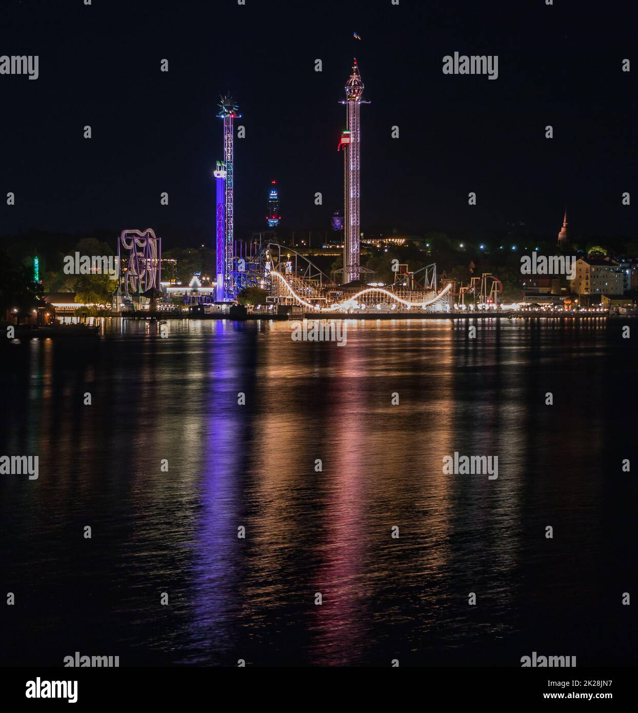 GrÃ¶na Lund at Night Stock Photo - Alamy