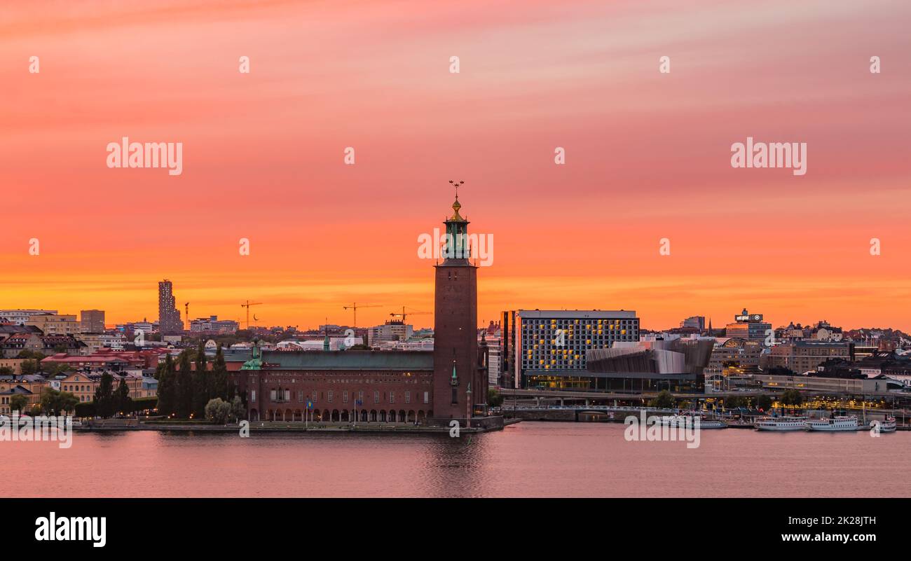 Stockholm City Hall Sunset Stock Photo - Alamy