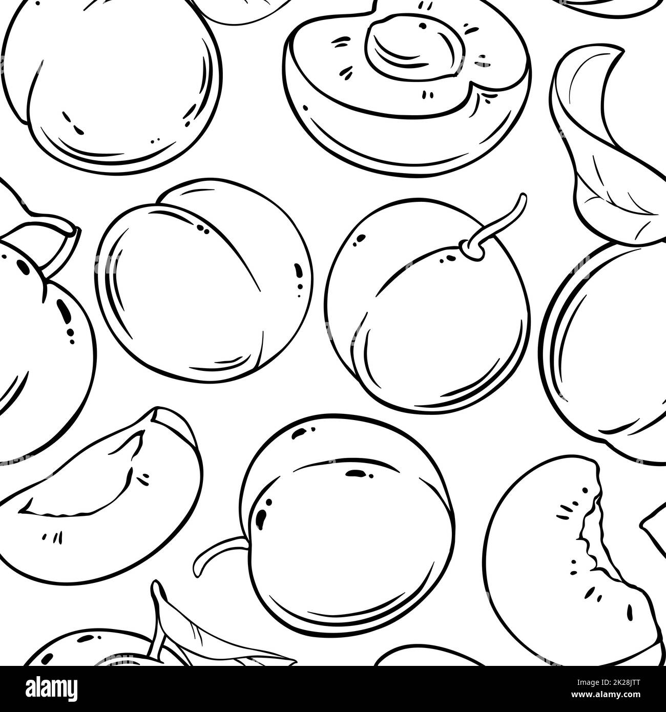 peach fruits vector pattern on white background Stock Photo - Alamy