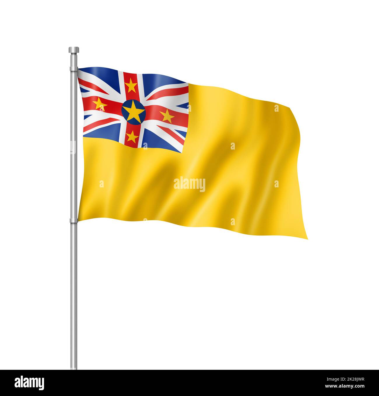 Niue flag isolated on white Stock Photo - Alamy