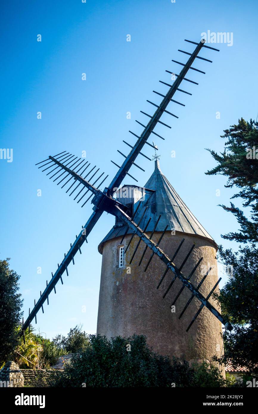 Old traditional windmill in Re island Stock Photo - Alamy