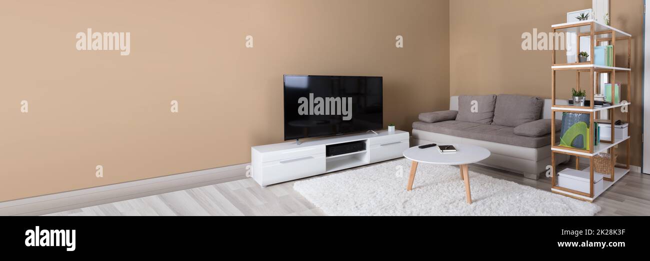 Living Room Interior With TV. Contemporary Home Stock Photo - Alamy