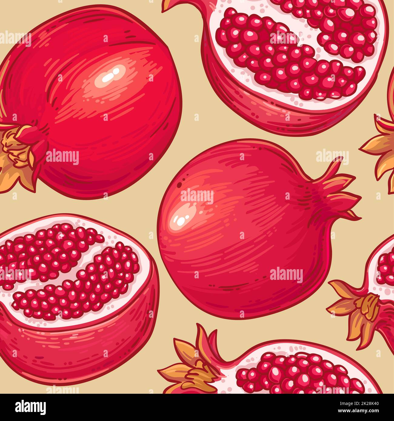 pomegranate fruits vector pattern Stock Photo - Alamy