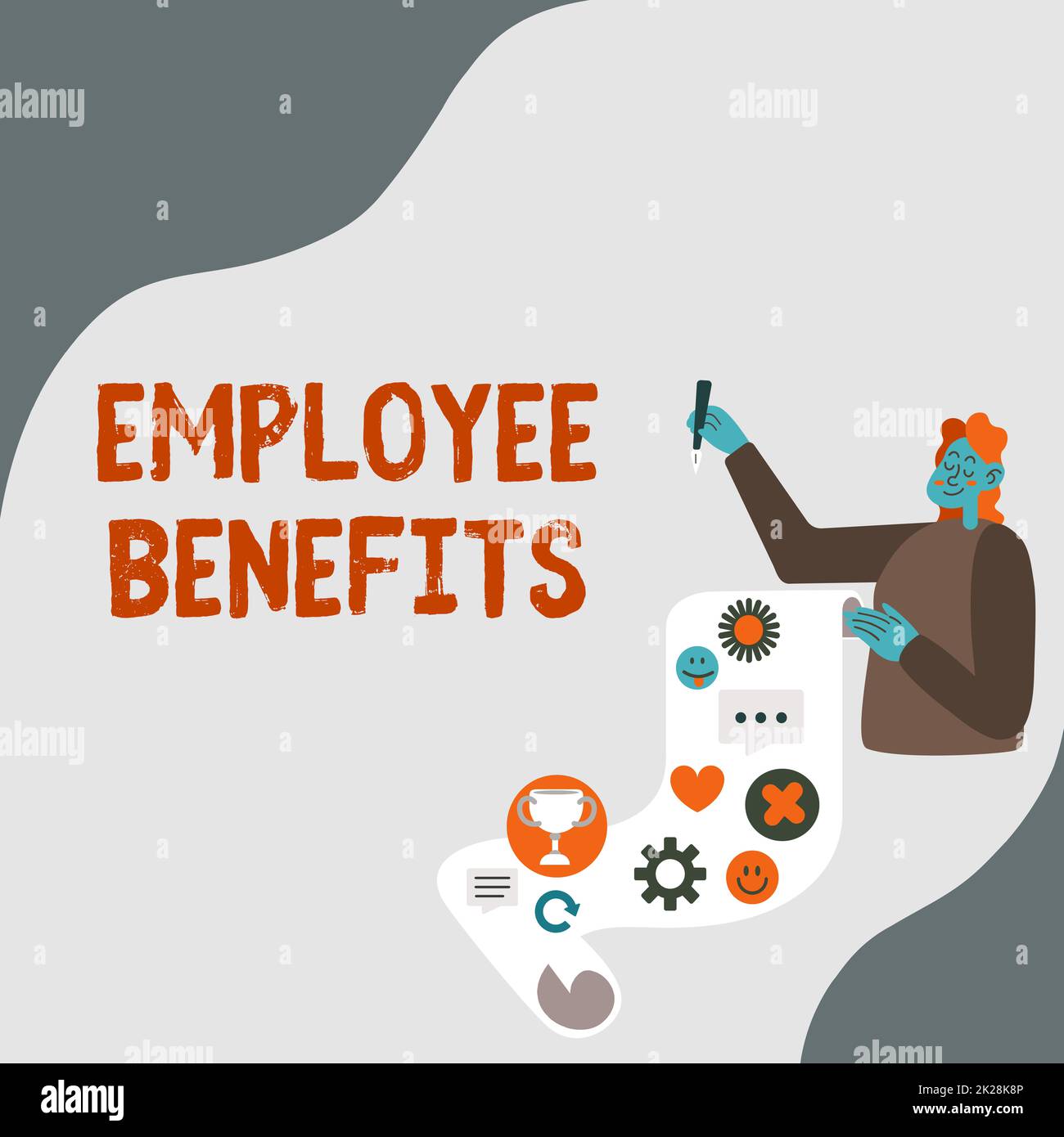 Conceptual caption Employee Benefits. Business concept Indirect and ...