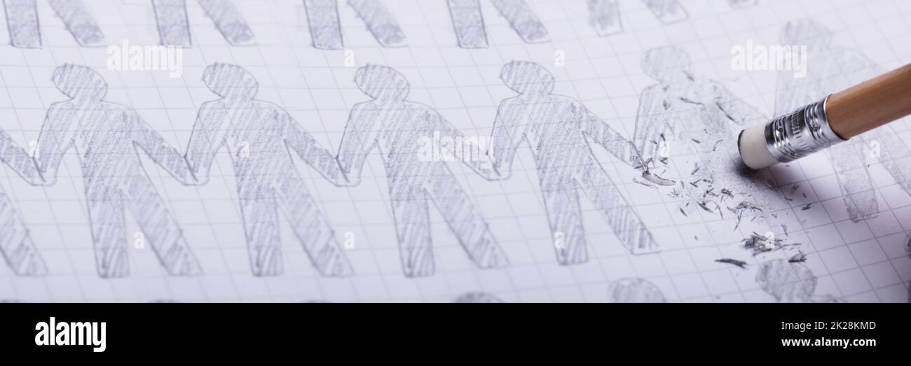 Erase Person Drawing. People Layoff And Resign Stock Photo - Alamy