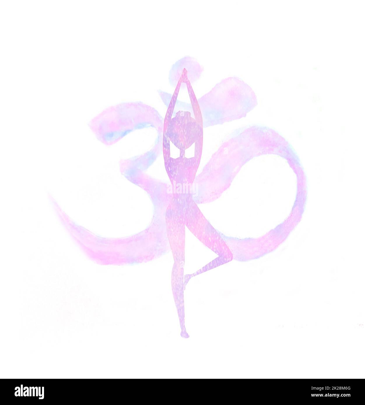 artistic card with a OM symbol and a beautiful meditating woman Stock ...