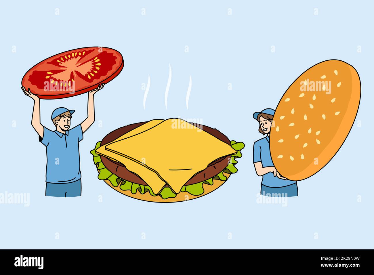 Fast food and making burger concept Stock Photo - Alamy