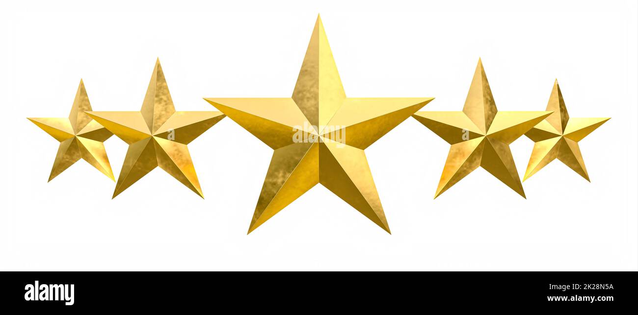 five gold stars isolated on a white Stock Photo - Alamy