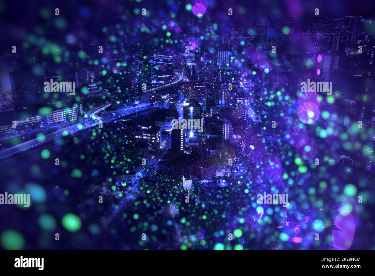 Fast internet connection in the city at night Stock Photo - Alamy