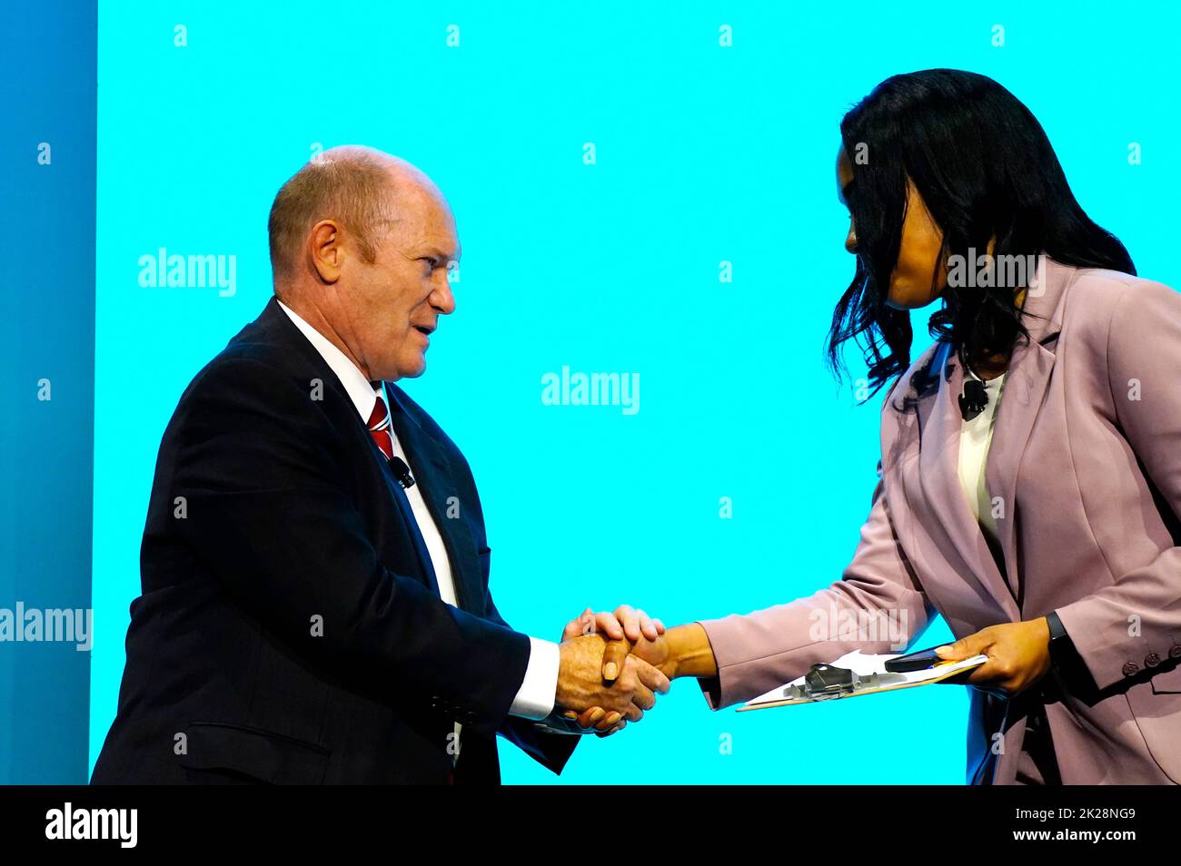 09/18/2022 New York, New York Senator Christopher Coons speaks onstage ...
