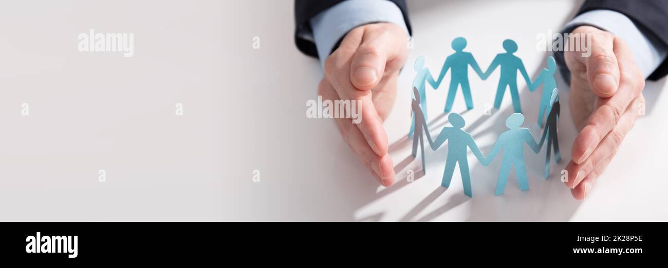 Person Protecting Employee Team. Business Insurance. Paper Chain Stock ...