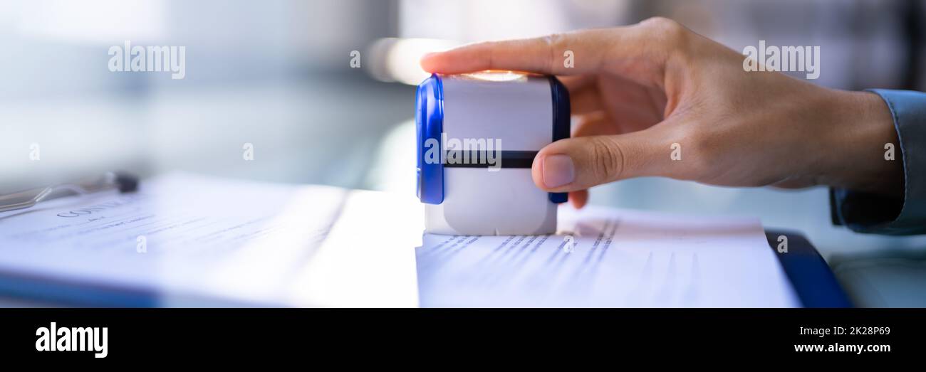 Record Or Permit Document Paper Stamper Stock Photo - Alamy