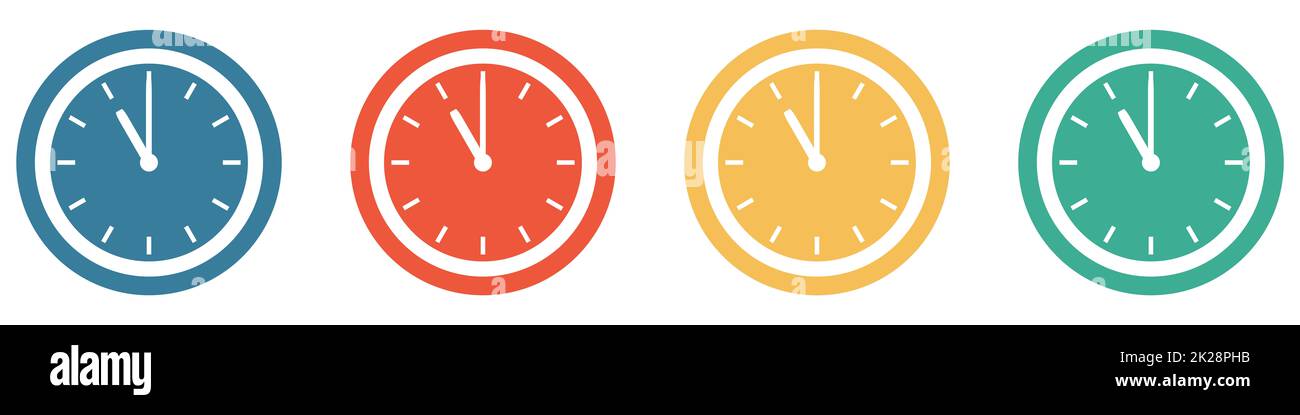 Colorful Banner with 4 Buttons: Time, clock or watch Stock Photo - Alamy