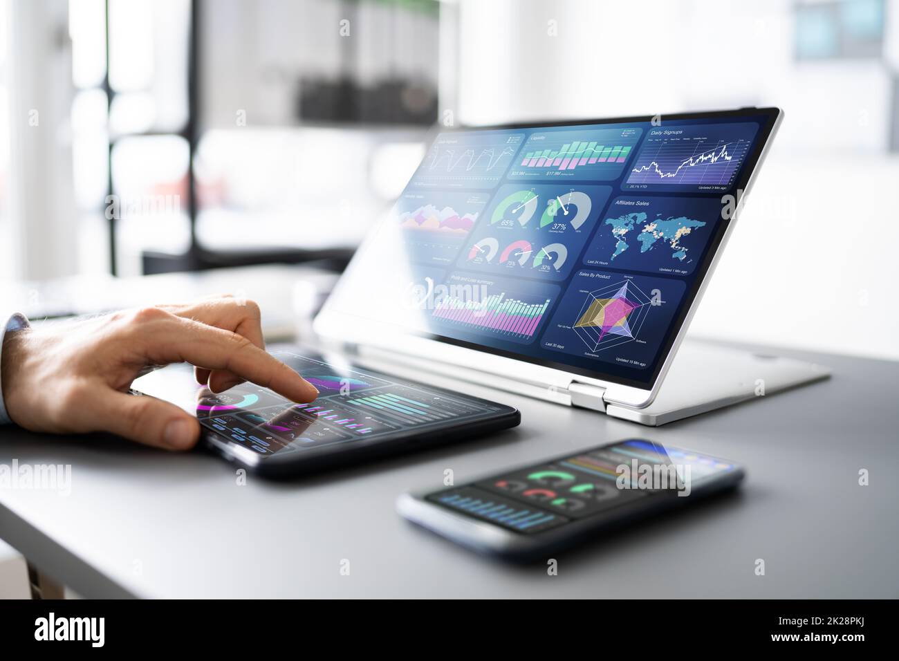 KPI Data Analyst Dashboard. Information Technology Stock Photo - Alamy