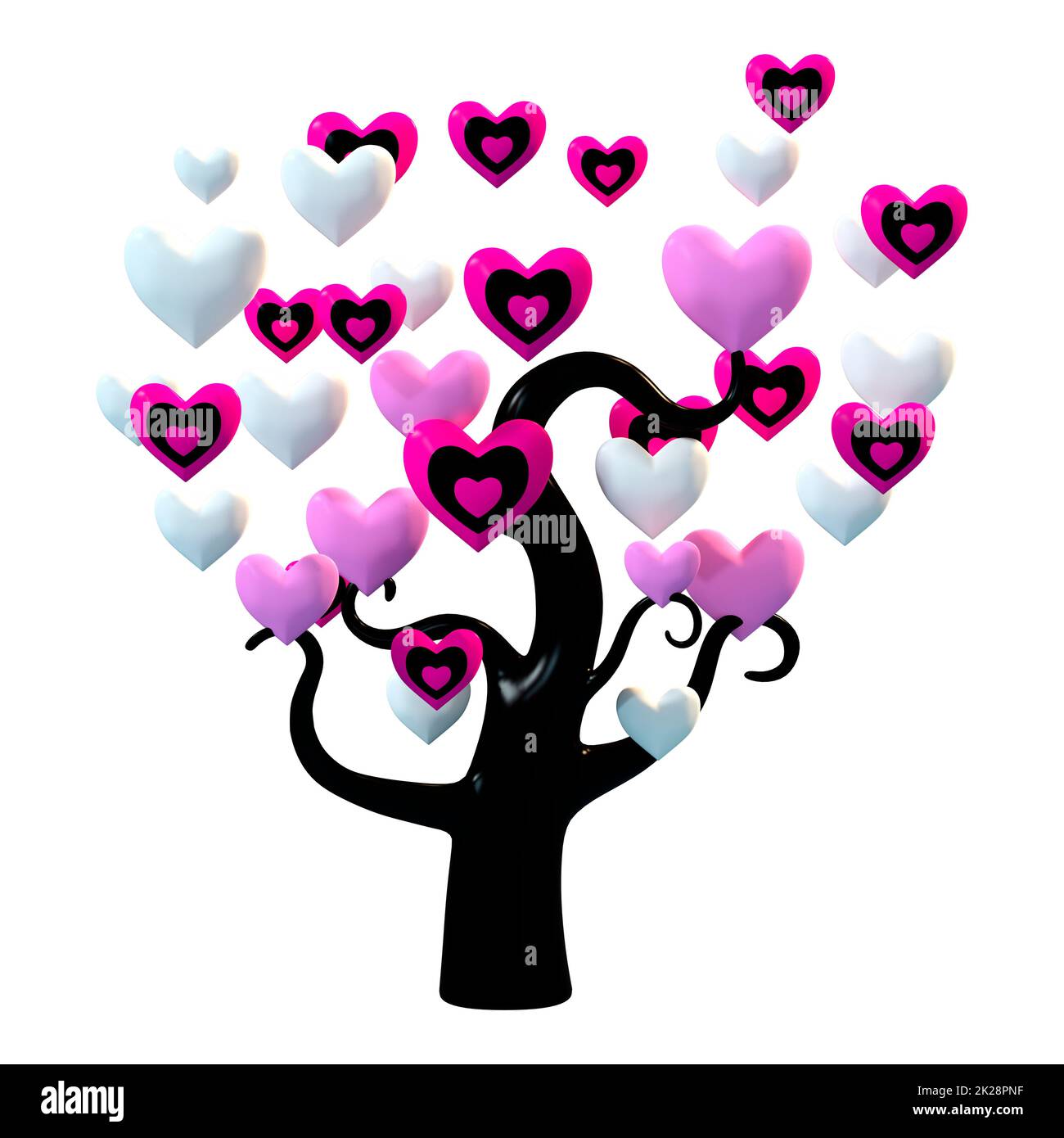 3D Rendering Heart Tree on White Stock Photo - Alamy