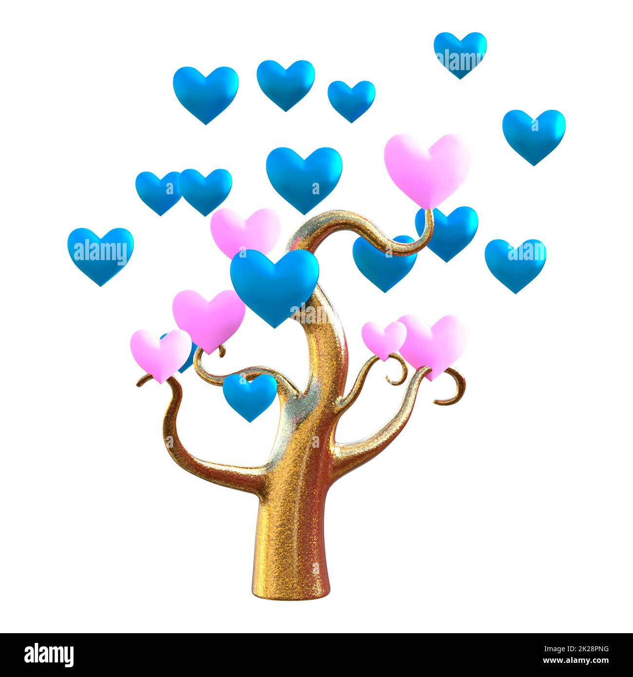 3D Rendering Heart Tree on White Stock Photo - Alamy