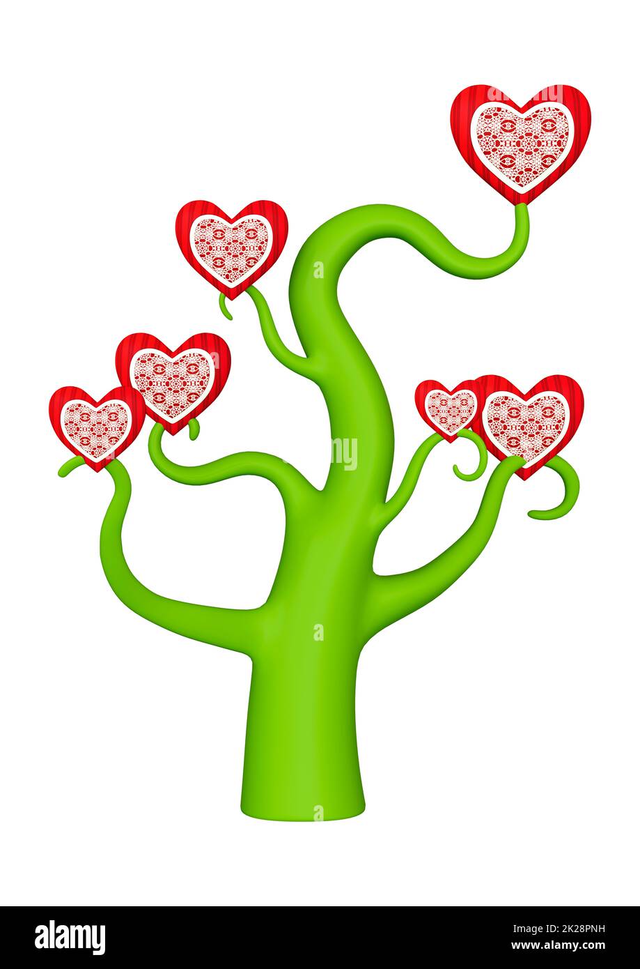 3D Rendering Heart Tree on White Stock Photo - Alamy