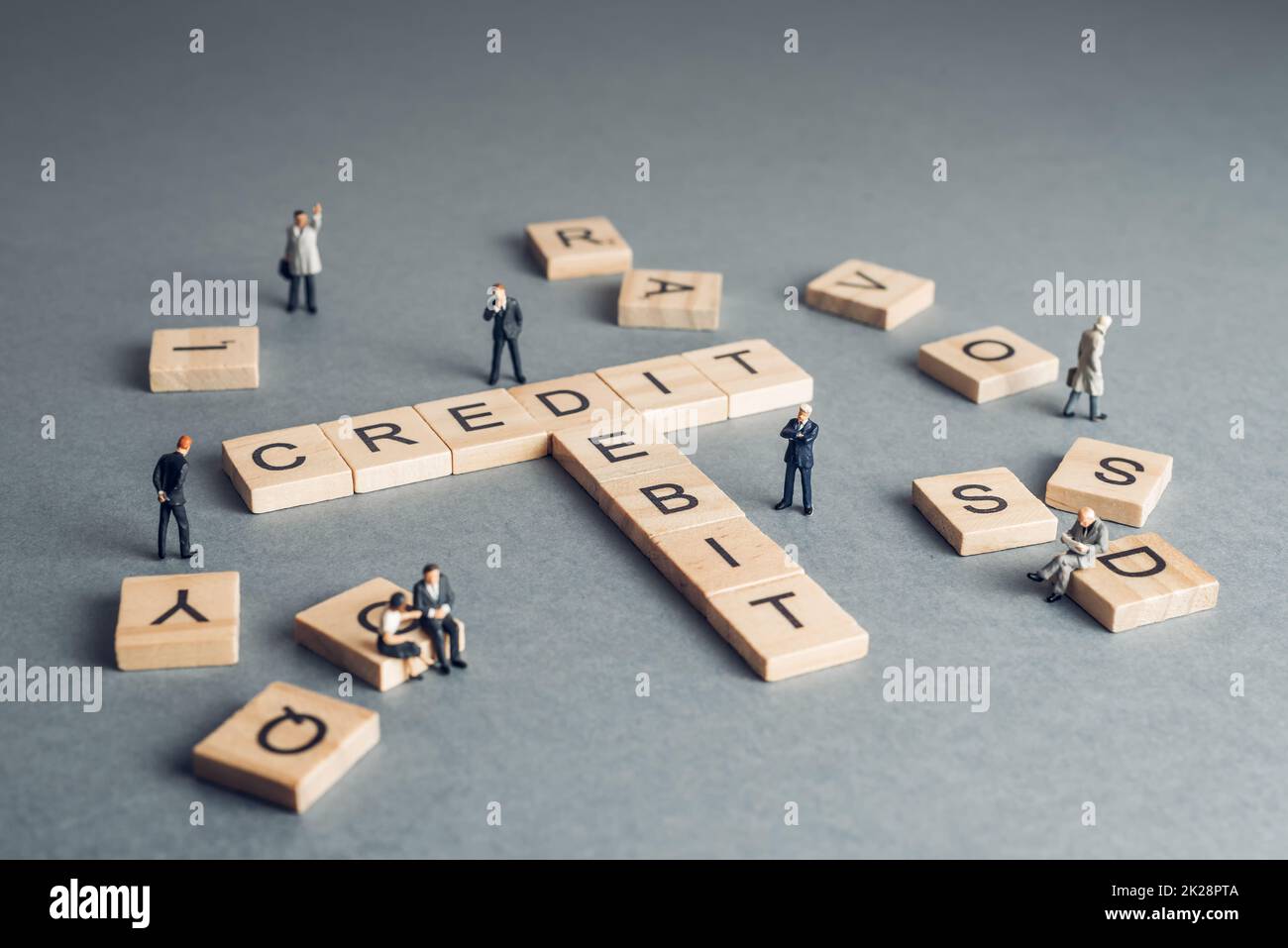 Credit and debit - financial balance concept Stock Photo - Alamy