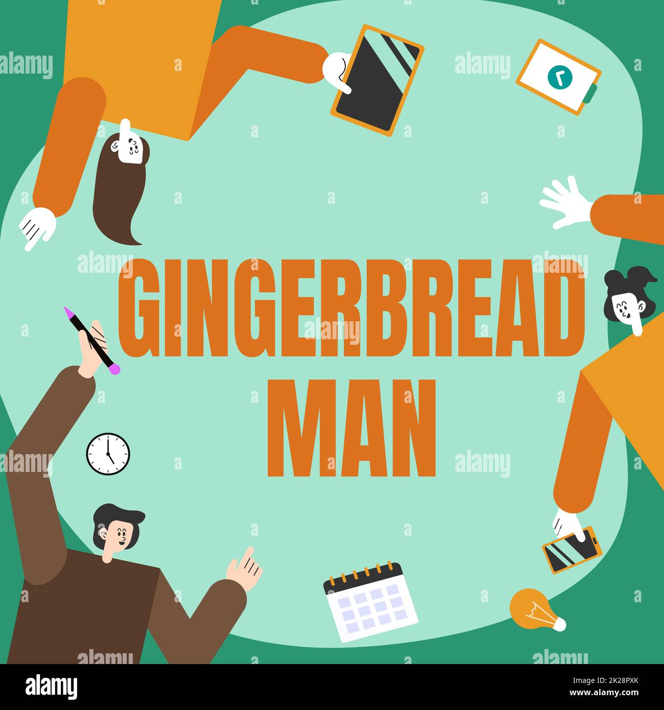 Conceptual display Gingerbread Man. Business approach cookie made of ...