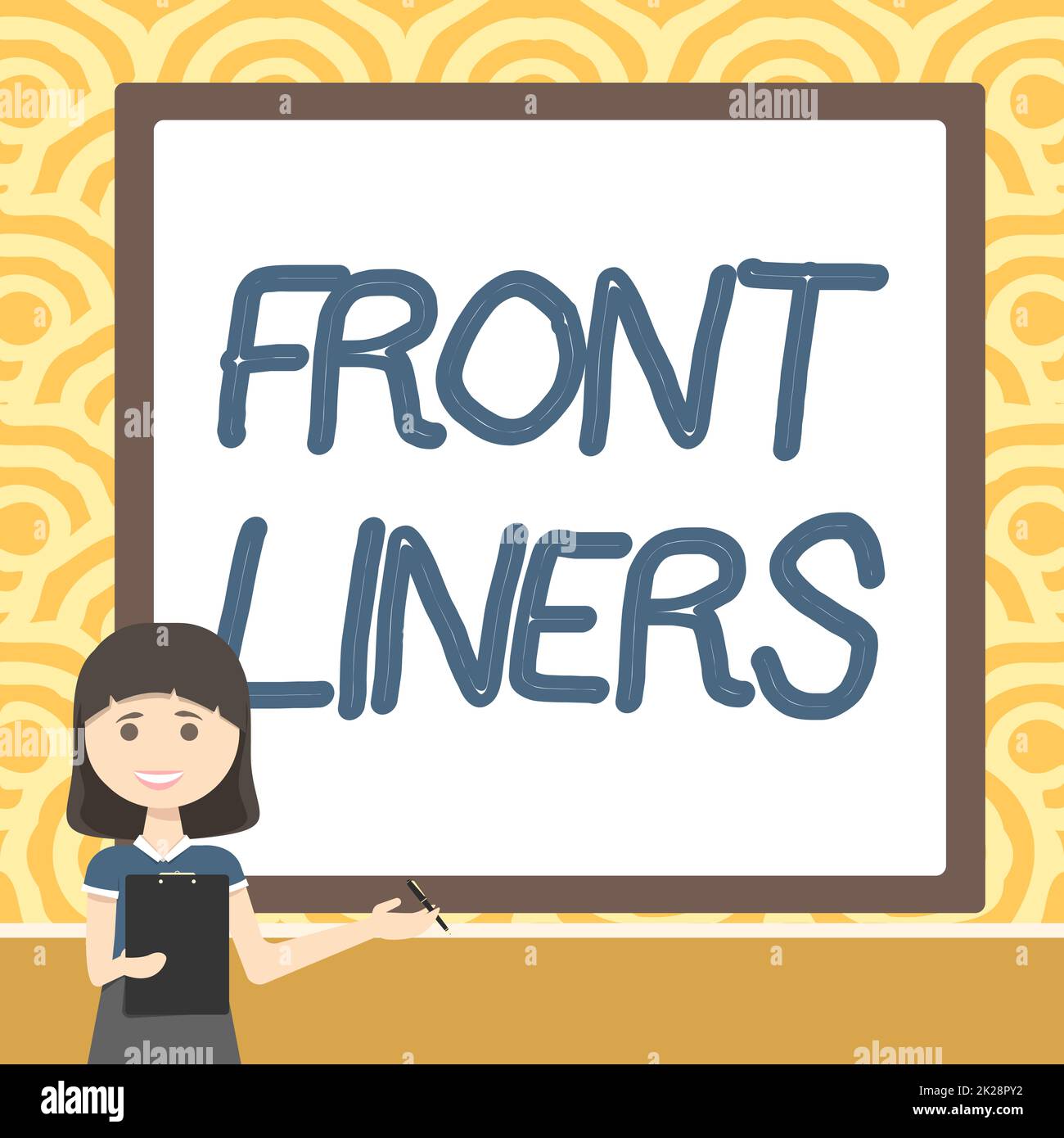 Writing displaying text Frontliners. Business concept most important or ...