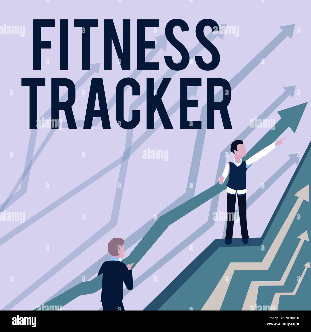Text caption presenting Fitness Tracker. Word for device that records a ...