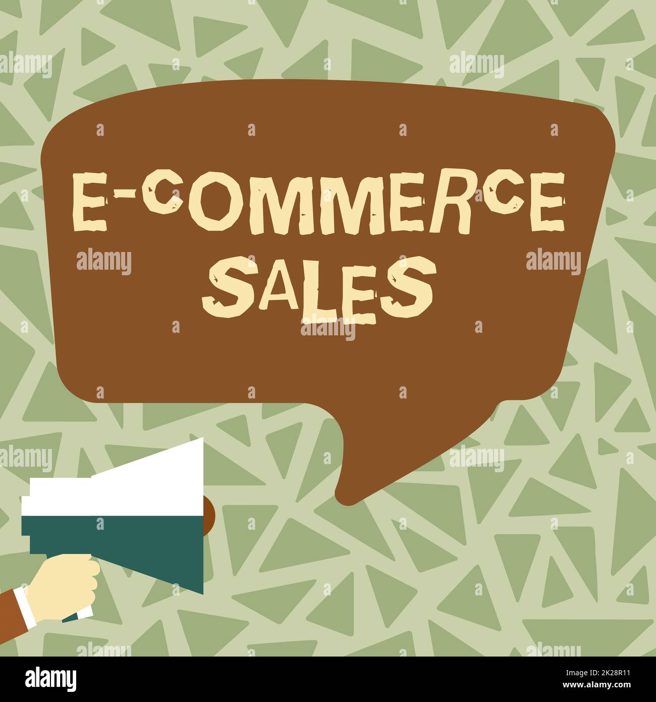 Text caption presenting E Commerce Sales. Concept meaning activity of ...
