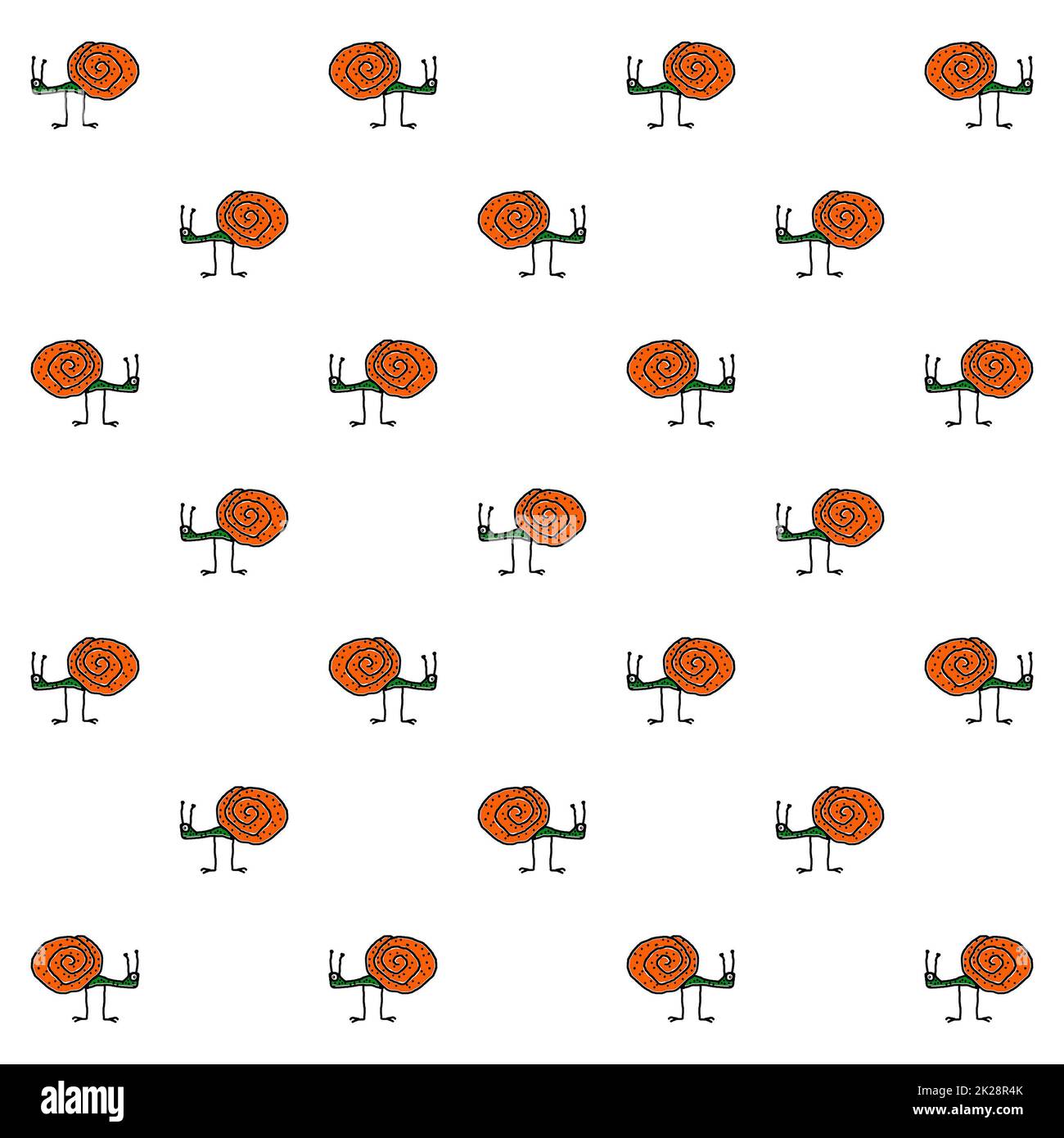 Funny Cartoon Sketchy Snail Drawing Pattern Stock Photo - Alamy