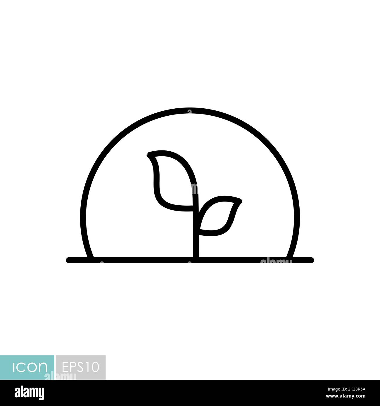 Greenhouse with green plants inside vector icon Stock Photo - Alamy