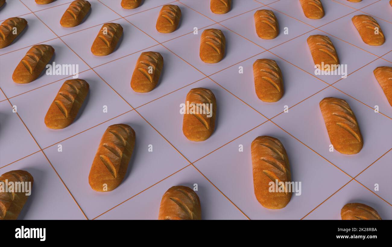 Rows of loaves of bread Stock Photo - Alamy