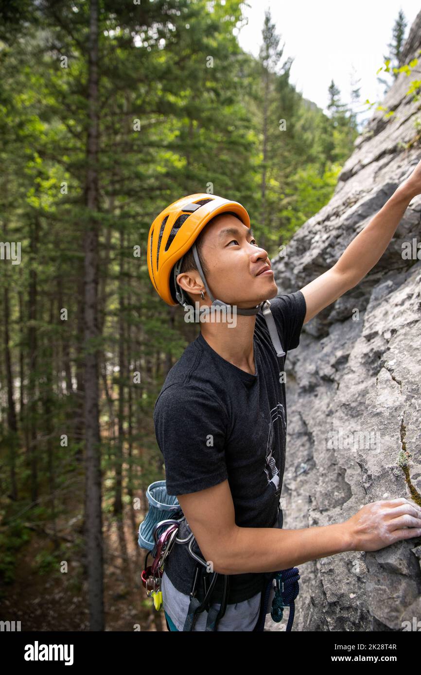 Rock climber man helmet hi-res stock photography and images - Alamy