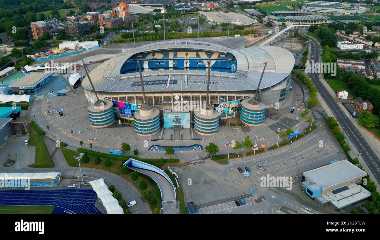 Manchester city football stadium Etihad from above - MANCHESTER, UK ...