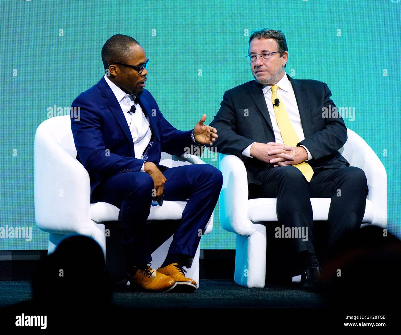 09/19/2022 New York, New York Gyude Moore and Achim Steiner speak ...