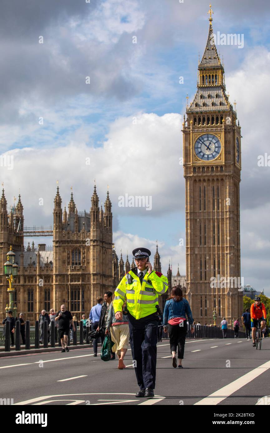 London, UK - September 14th 2022: A Police officer walking across ...