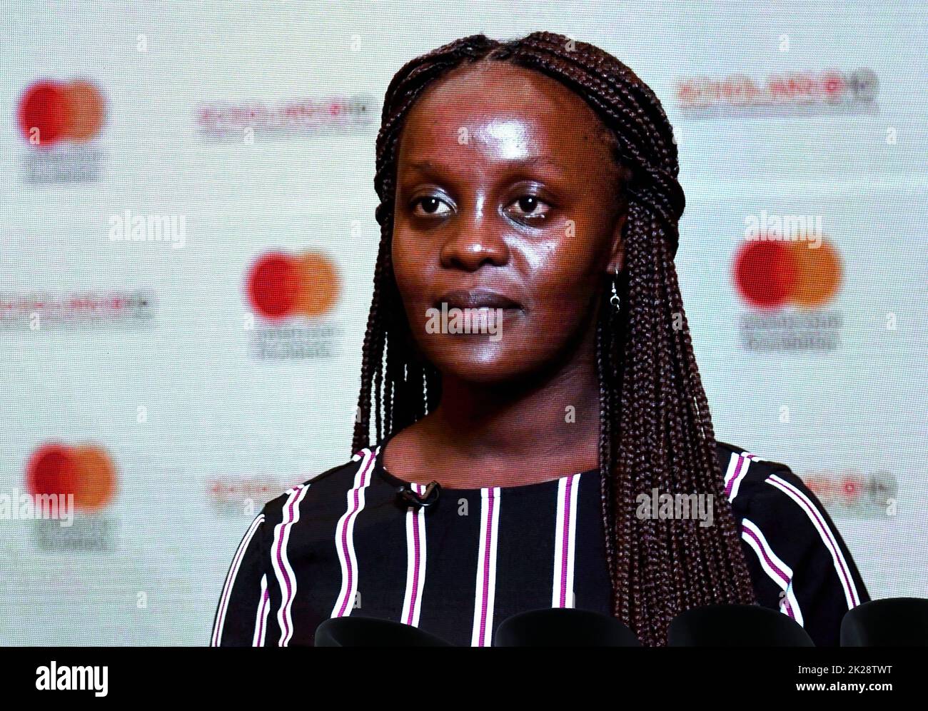 09/18/2022 New York, New York A view of a video played onstage at The ...