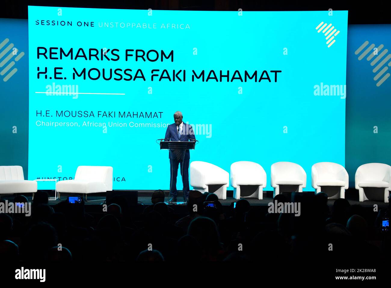 09/18/2022 New York, New York H.E. Moussa Faki Mahamat Speaks onstage ...